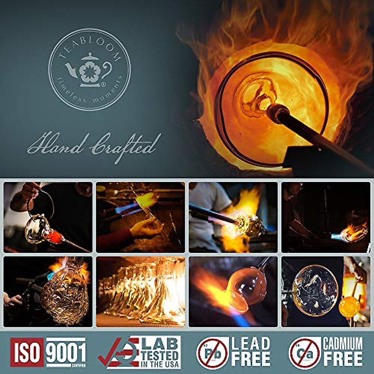 Teabloom Stovetop & Microwave Safe Teapot (40 OZ) with Removable Loose Tea Glass Infuser – Includes 2 Blooming Teas – 2-in-1 Tea Kettle and Tea Maker