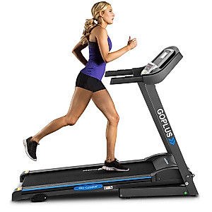Goplus 2.25HP Electric Folding Treadmill with Incline, Walking Running Jogging Fitness Machine with Blue Backlit LCD Display for Home & Gym Cardio Fitness