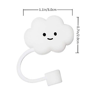 INOOMP Straw Cover, Cloud Straw Covers Cap Reusable Drinking Straw Tips Lids Silicone Straw Toppers for Staw Tips Bottle Accessories Stainless Steel Straws 2pcs