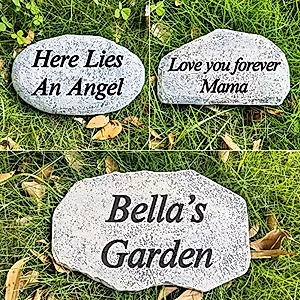 Zatanmulo Personalized Garden Stones Engraved with Any Message, Resin Simulated Fake Rocks, Laser Engraved Garden Welcome Stones, Memorial Stones, Outdoor Decorative Stones