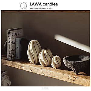 LAWA Swirl Candle - Beautiful Handmade Pillar Scented Soy Wax Twirl Candle Elegant Bubble Aesthetic Candle Housewarming Gift Home Room Shelf Decor Idea Spiral Candle White (Small)