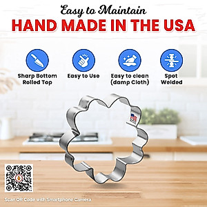 Foose Brand Hibiscus Cookie Cutter 3.75 in, Tin Plate Steel, USA Made