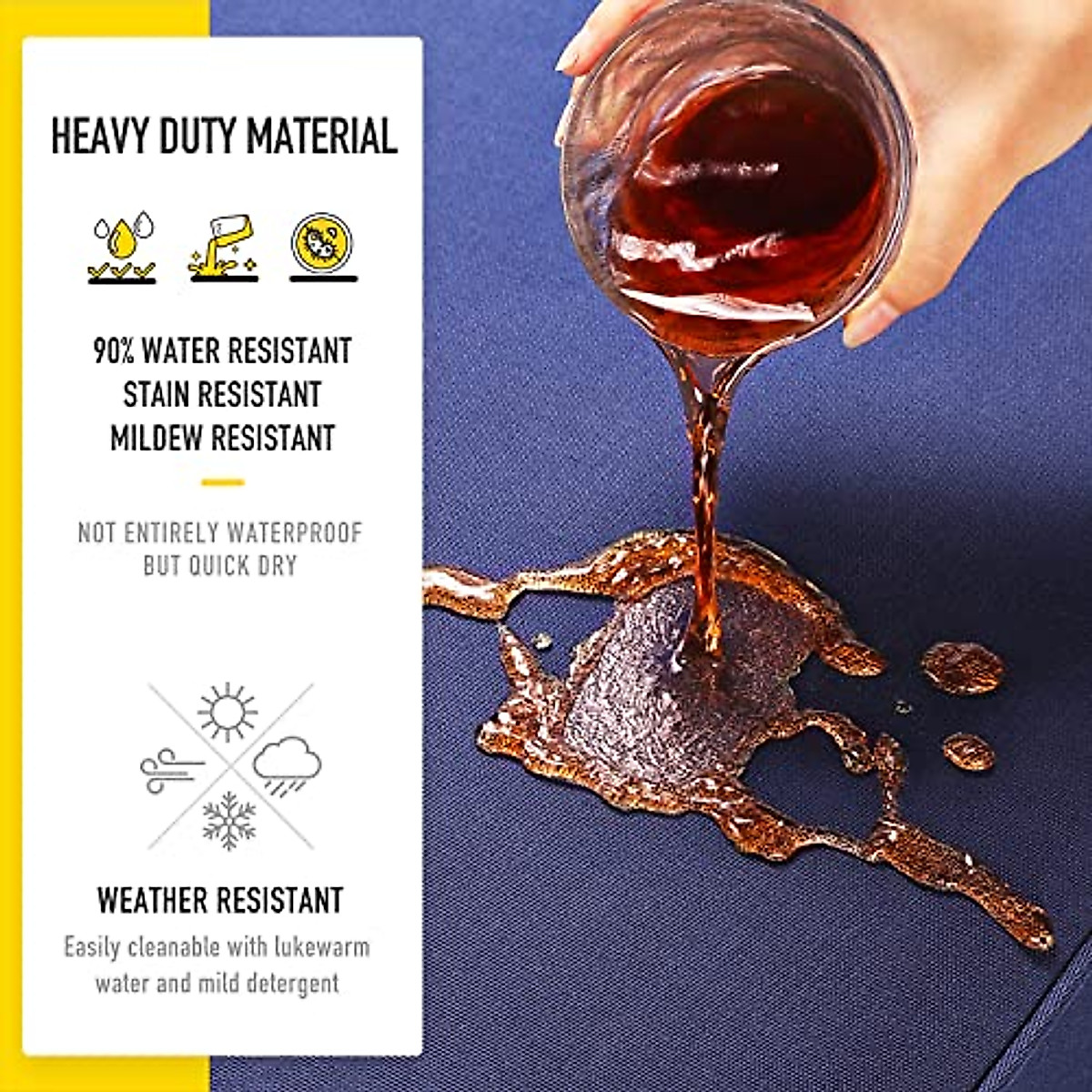 SUNROX FadeShield Outdoor Cushion Covers Replacement 24x24x4 Inch, Set of 2, Water-, Stain-, UV Fade Resistant Patio Furniture Slipcovers, Durable Chair Seat Cushion Cover with Windproof Ties