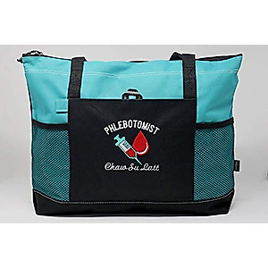 Phlebotomist Personalized Tote Bag with Mesh Pockets, Front Pocket, Zippered Closure