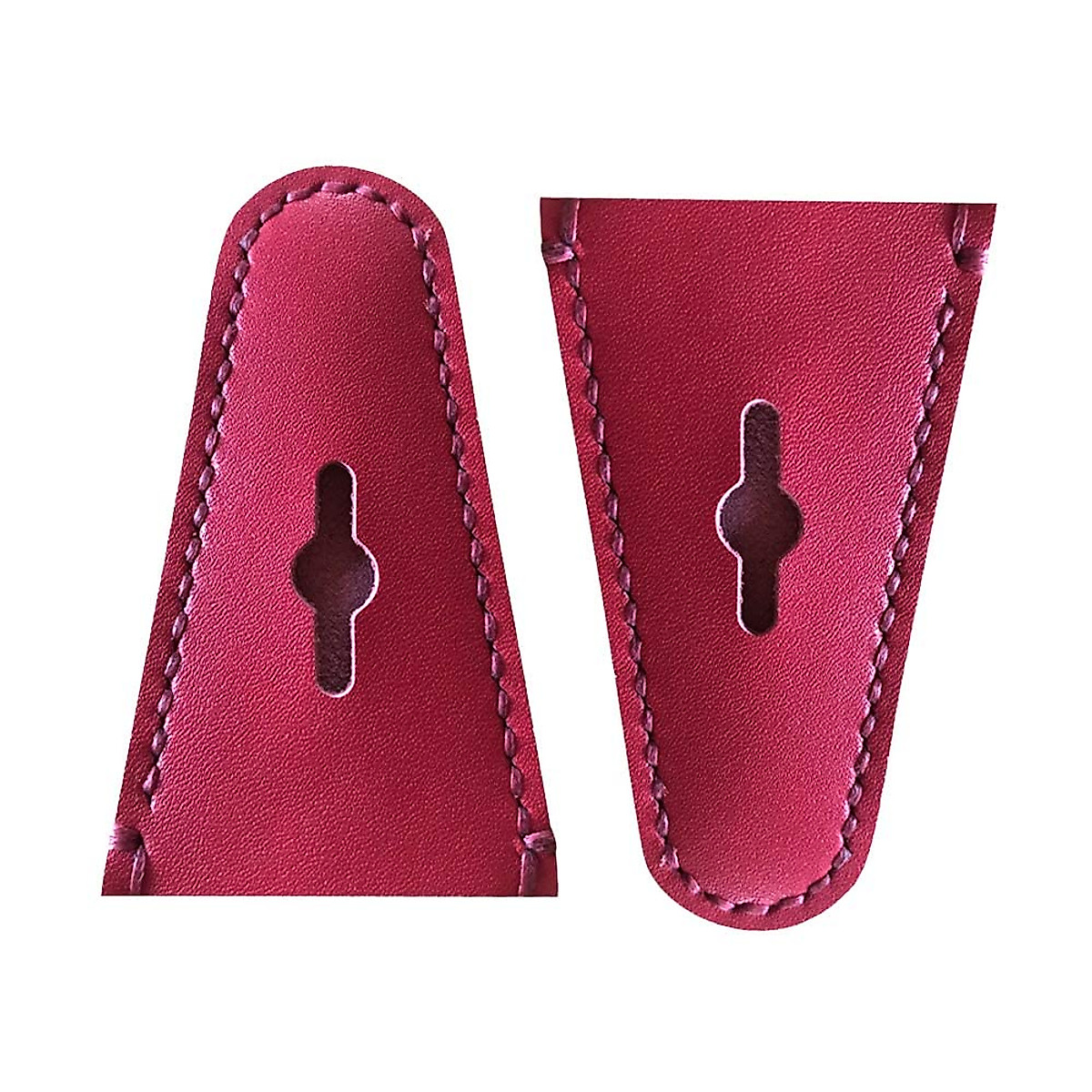 ZSHJGJR 2pcs Archery Bow Tip Guard Protector Leather Recurve Bow Limb Tip Protector Gear for Traditional Bow Longbow (Red)