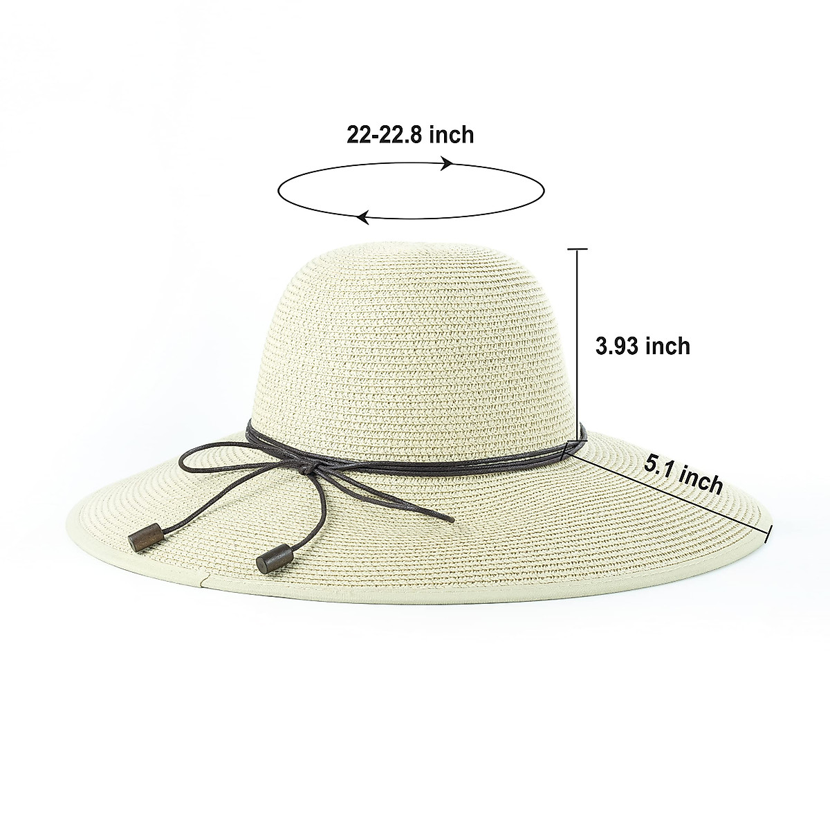 Koreshion Women Summer Wide Brim Straw Hat Beach Foldable Sun Hats Floppy Roll Up Cap Uv UPF 50+ Caps Khaki