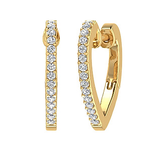 0.15 Carat Diamond Heart Shaped Hoop Earrings in 18K Yellow Gold over Sterling Silver