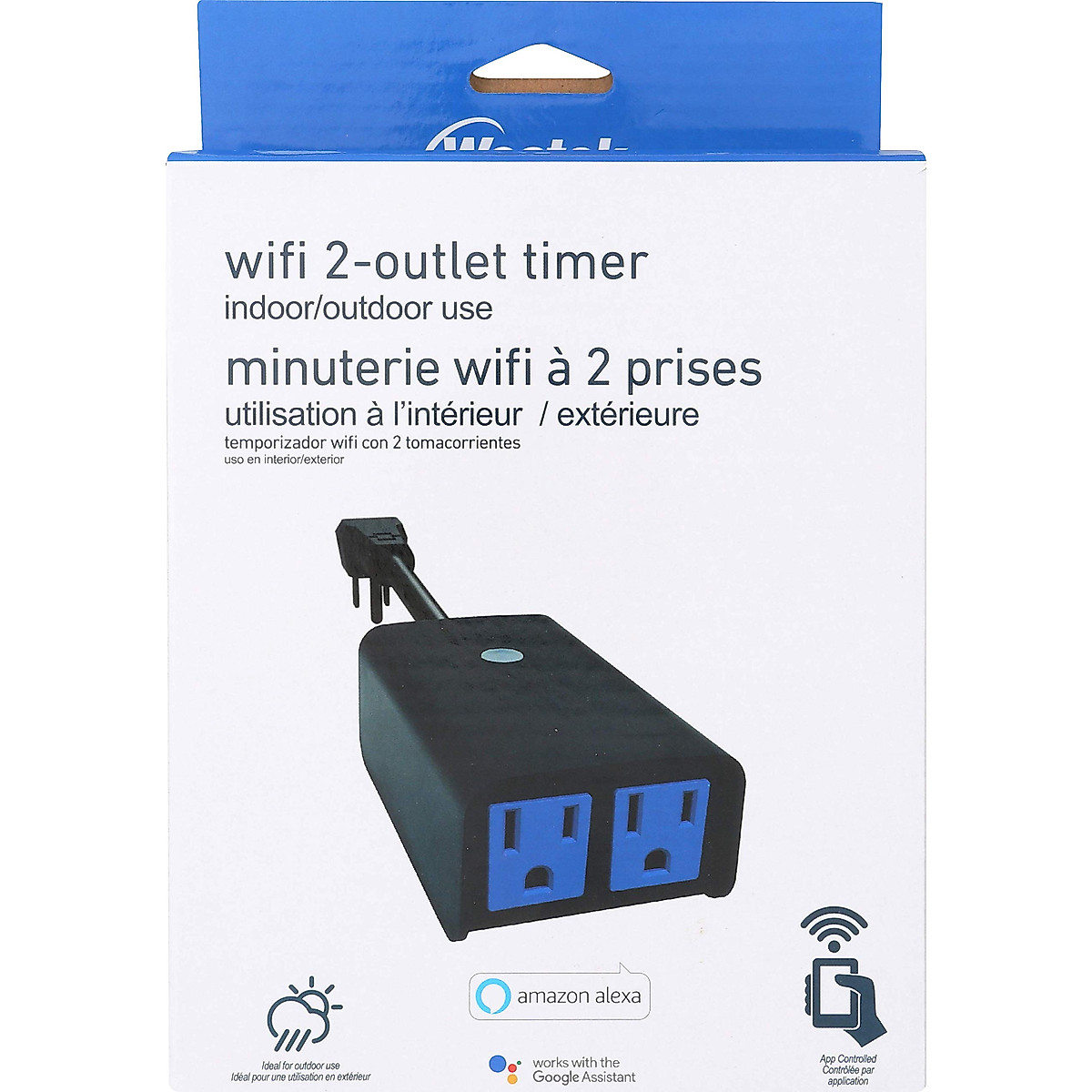 Westek SMARTPLUG2A WiFi Enabled 2-Outlet Outdoor Plug-in Timer, Black