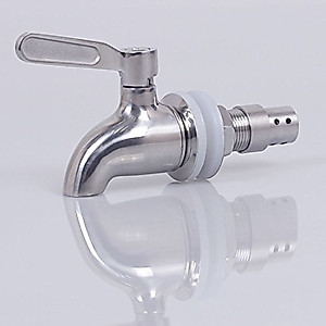 Replacement Spigot Spout for Beverage Dispenser, Solid Stainless Steel Water Dispenser Replacement Faucet with Anti-Clogging Cap Polished Finished