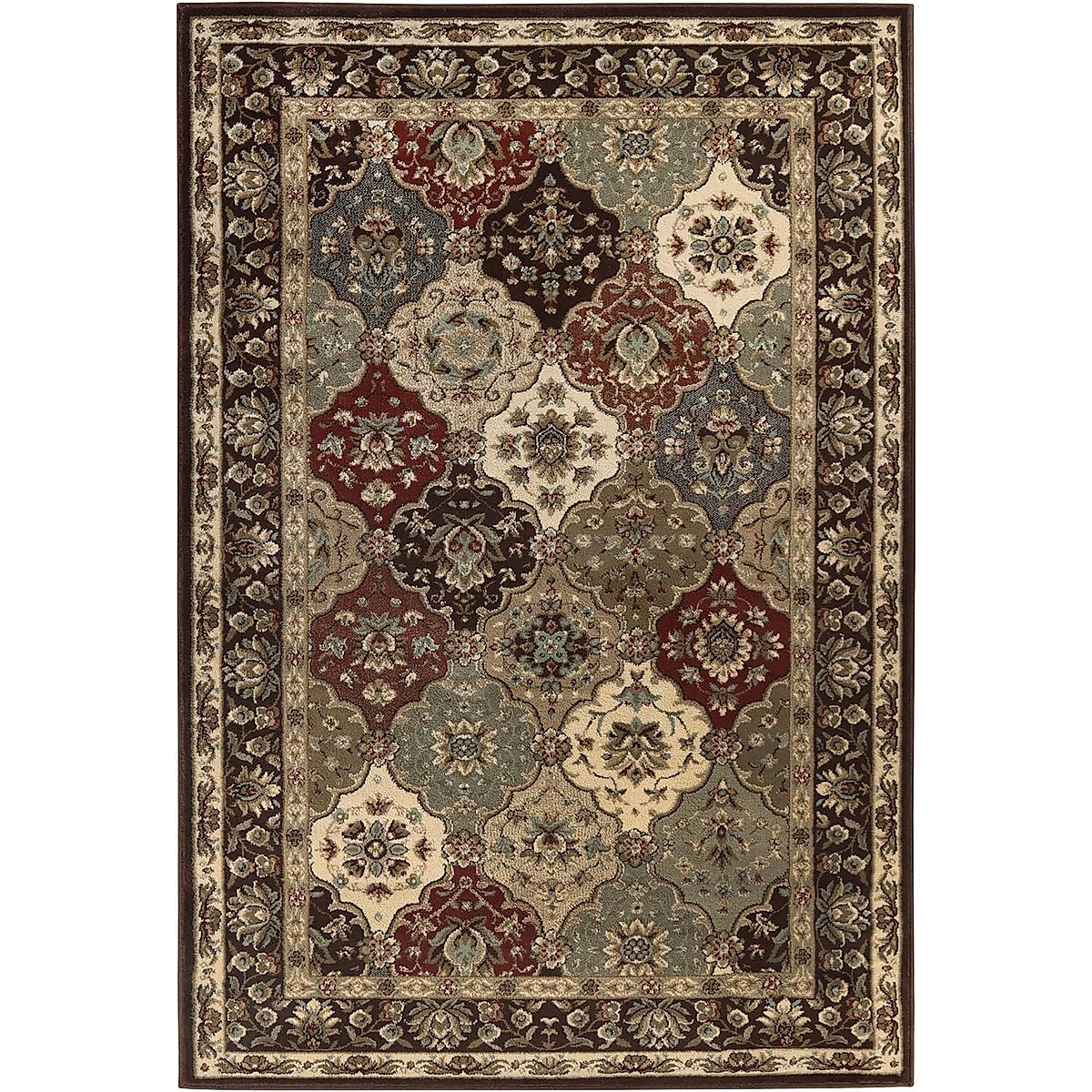 Superior Indoor Area Rug, Floor Decor, For Kids, Pets, Bedroom, Entryway, Hallway, Office, Living Room, Dining, Plush Carpet Cover, Traditional Floral Classic, Palmyra Collection, 12' x 15', Chocolate
