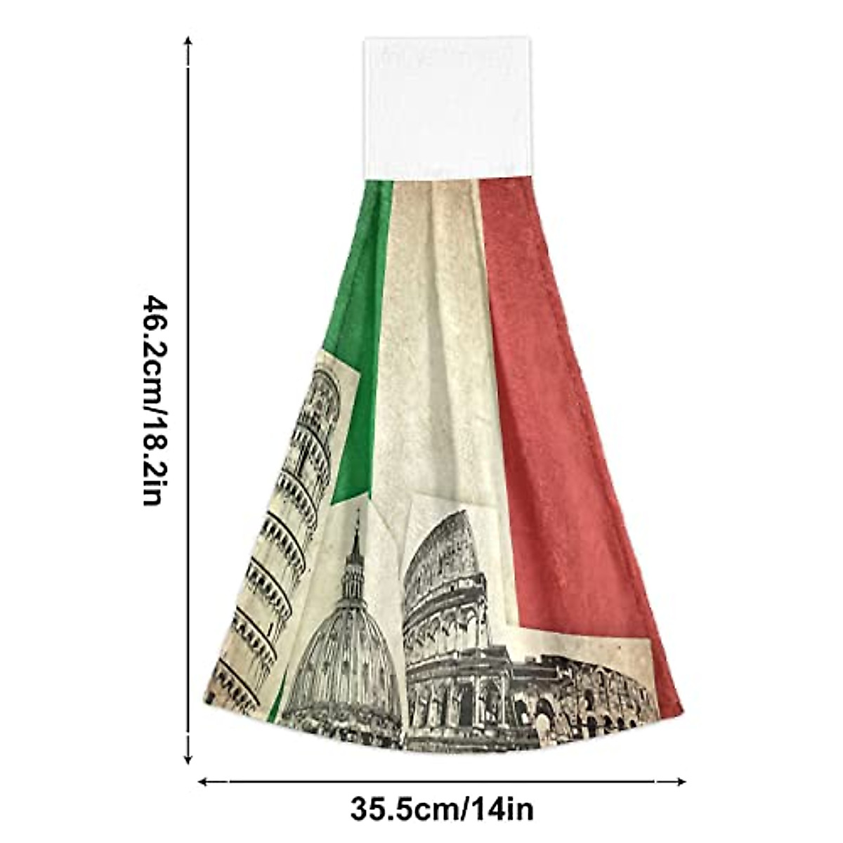Hanging Kitchen Towels Grunge Italy Flag Coral Velvet Tea Hand Tie Towel for Bath Gym Home Decor Set of 2
