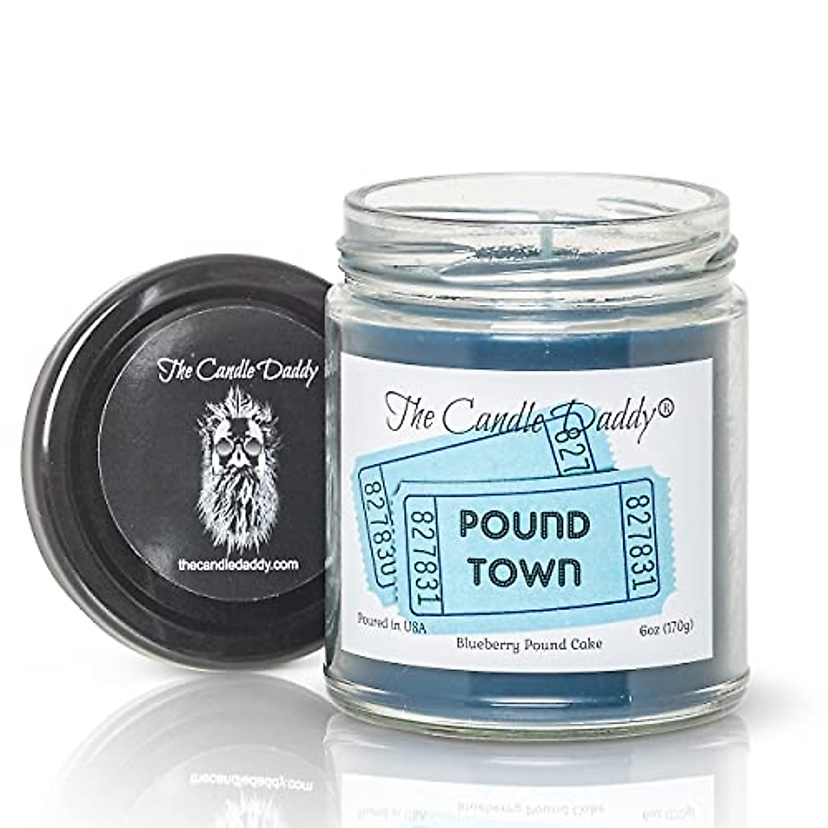 Two Tickets to Pound Town - Blueberry Pound Cake Scented - Funny 6 OZ JAR Candle- 40 Hour Burn TIME