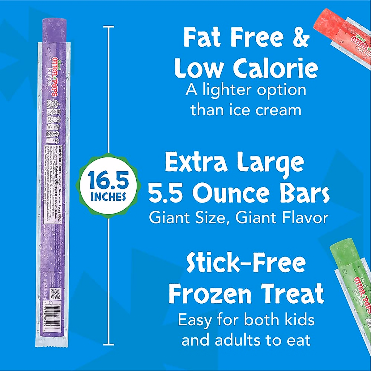 Otter Pops, Giant Original 5.5oz, 27 Ice Pops, Six Zippy Flavors