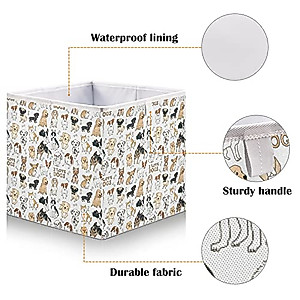 xigua Dog Rectangle Storage Bin Large Collapsible Storage Box Canvas Storage Basket for Home,Office,Books,Nursery,Kid's Toys,Closet