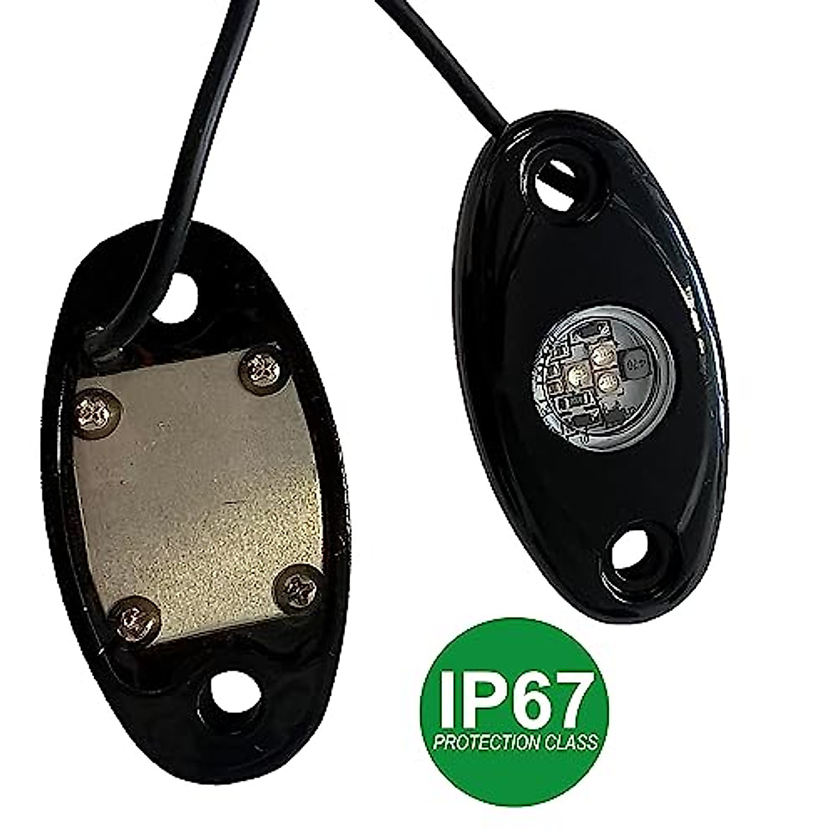 SCSK8 12V MAX Accent Lights 4pcs Set | IP67 Waterproof, 9W, Aluminum Case (ALC-R) | LED Rock Lights Underbody Light for Offroad Truck UTV ATV Boat | Durable Aluminum Case (Green)