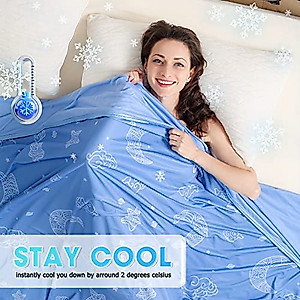 WKBEC Cooling Throw Blanket (60"x80" Twin Size) for Hot Sleepers, Arc-Chill Q-Max >0.5 Cool Fiber,100% Oeko-Tex Certified Lightweight Summer Cool Blanket for Travel/Outdoor Ultra Cold Breathable, Blue