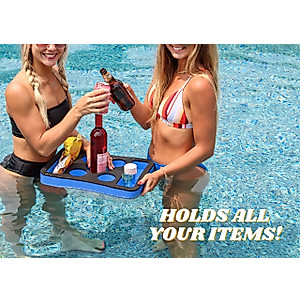Polar Whale Floating Spa Hot Tub Bar Drink and Food Table Blue and Black Refreshment Tray for Pool or Beach Party Float Lounge Durable Fade Resistant