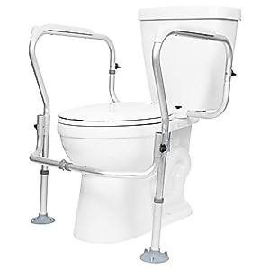 Vive Toilet Safety Rail Frame - Grab Bars for Bathroom - Fall Prevention - Adjustable Non Slip for Adults, Seniors, Elderly, Disabled, Handicapped - Padded Handle Support - Medical Device for Home Use