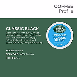 Green Mountain Coffee Roasters Brew Over Ice Classic Black, Single Serve Keurig K-Cup Pods, Medium Roast Iced Coffee, 12 Count
