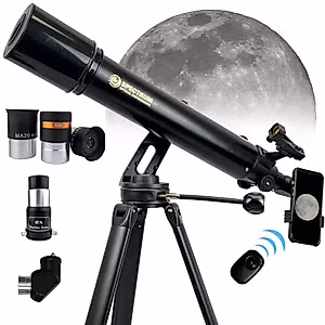 Spectrum Optical Instruments – ExploraPro 90AZ Refractor Telescope for Adults & Beginner – Compact Manual Alt-AZ Telescope – Smartphone Adapter & Remote Shutter – 90mm Aperture 660mm Focal Length