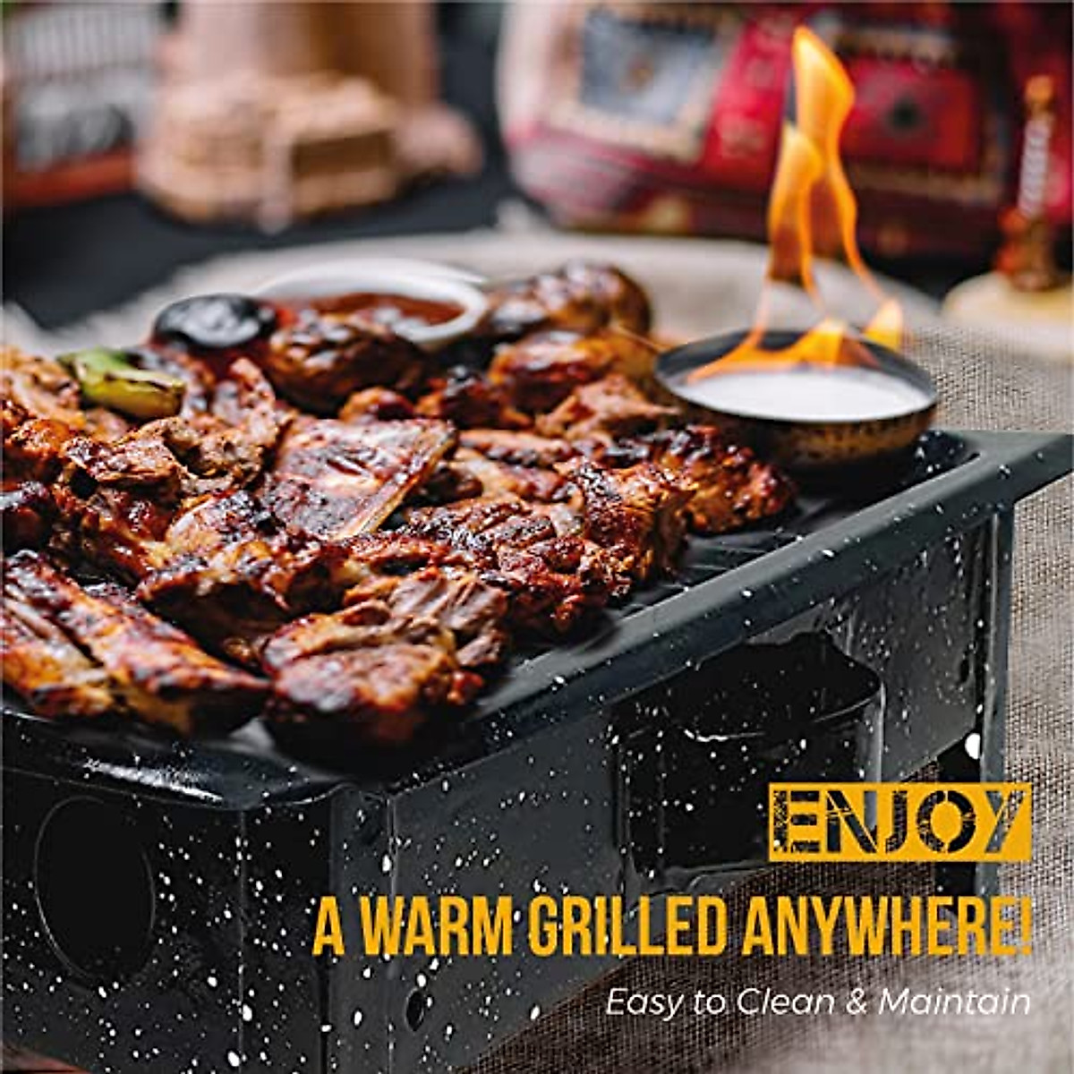 GOLIBER Brasero Parrilla de Mesa (Grill Argentina) - Commercial BBQ Table Meat Warmer. Original Argentina Barbecue - Enameled Finish. (Pack of 2)