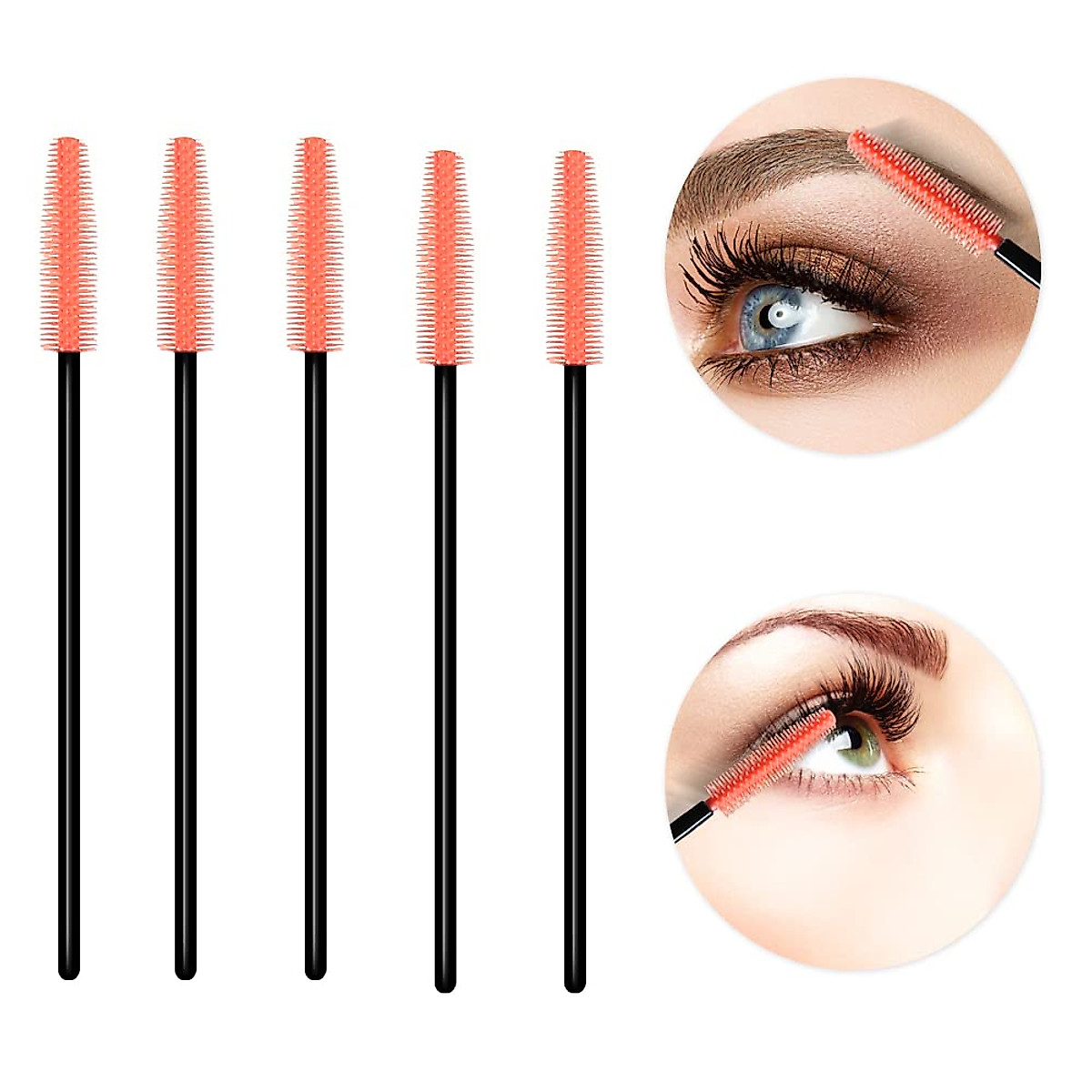 Shintop Disposable Silicone Eyelash Mascara Applicator Wands (Tower-Shape)