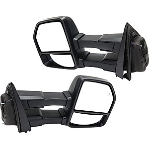 Kool Vue Power Heated Towing Mirrors for Ford F-150 2015-2018 Power Fold With Signal Light, Blind Spot Light, Memory & Puddle Lamp; Without Auto-Dimming Textured Pair