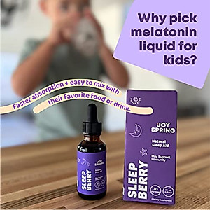 JoySpring SleepBerry Melatonin for Kids with Elderberry - Liquid Melatonin for Kids Sleep Support - Natural Children Melatonin Liquid with Vitamin D - Melatonin for Kids Liquid - Toddler Melatonin
