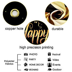 Mocossmy Happy 50th Birthday Banner,6x1.3 Ft Large Black Gold Glitter Happy Birthday Sign Photography Background Backdrop for Women Men Gifts Indoor Outdoor Birthday Anniversary Party Supplies Decoration