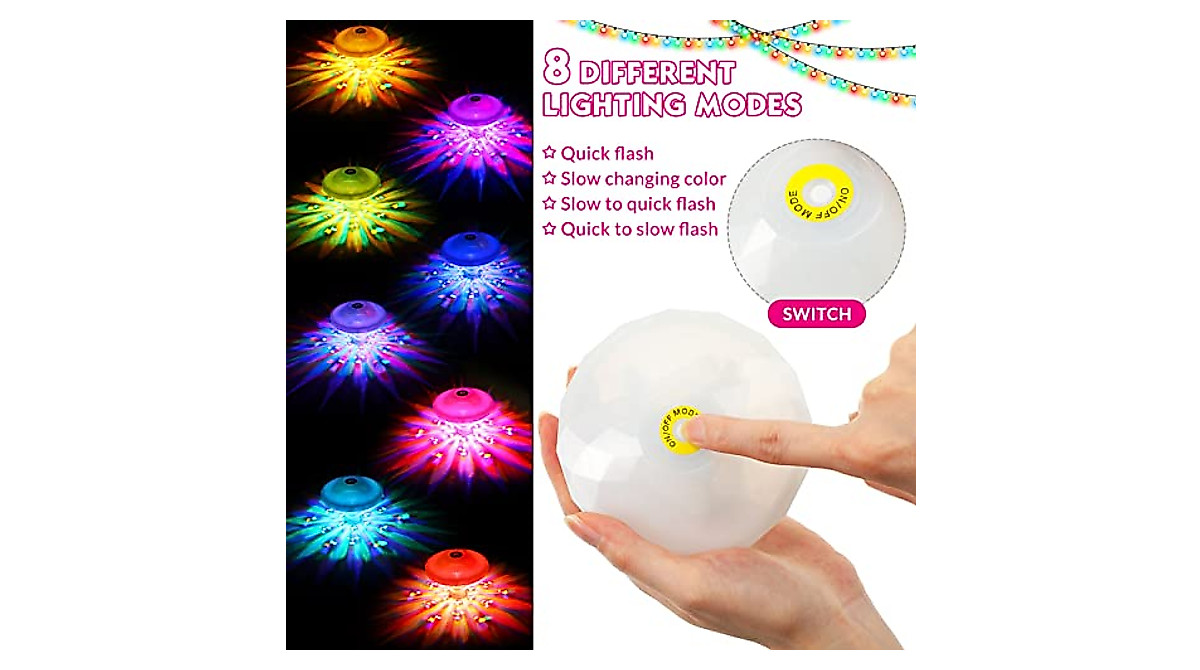 Macarrie 8 Pack Floating Pool Lights - Vibrant Waterproof LED Lights