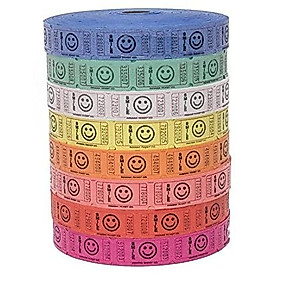 Raffle Tickets - 4 Rolls of 2000 Tickets) 8,000 Total Smile Raffle Tickets (4 Assorted Colors)