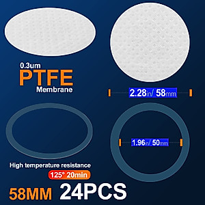 Synthetic Filter Paper Stickers 58 mm 0.3 μm PTFE Filter Disc Strong Adhesive Patch for Mushroom Cultivation (24pcs)