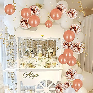 Rose Gold Balloons Arch Garland Kit, 84Pack Rose Gold Confetti Balloons, White Latex Balloons for Bridal Shower Valentine's Day Baby Shower Wedding Birthday Party Decorations Supplies