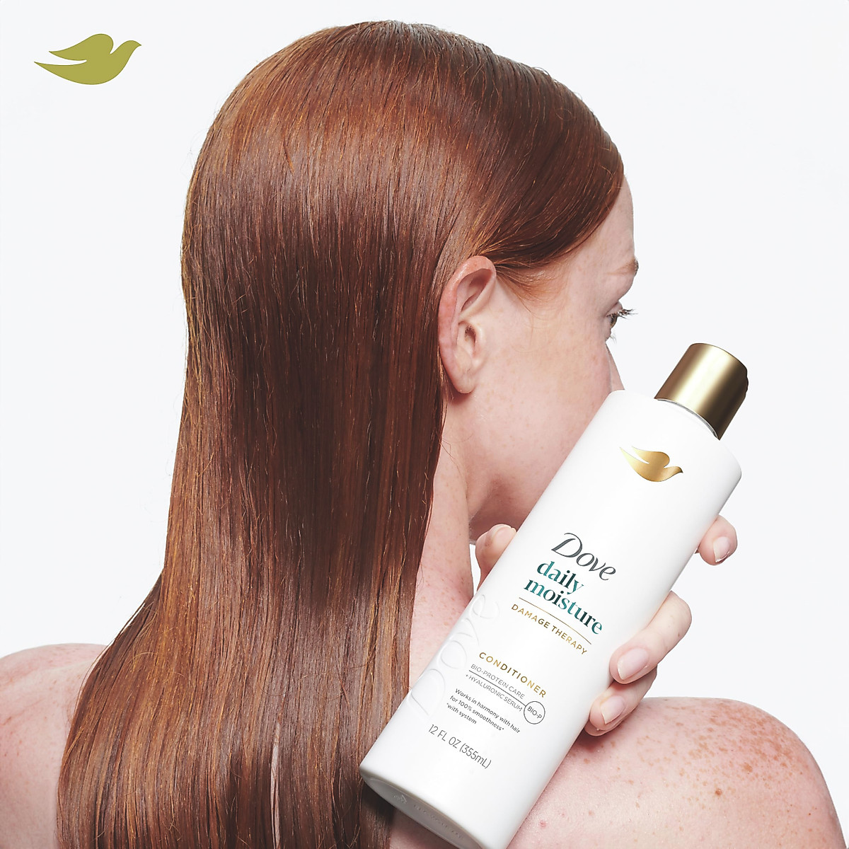 Dove Conditioner Daily Moisture Damage Therapy for Dry Hair with Bio-Protein Care Technology and Hyaluronic Serum 12 Fl Oz