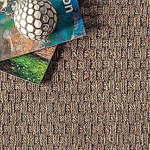 nuLOOM Hesse Checker Weave Seagrass Area Rug, 8' x 10', Navy