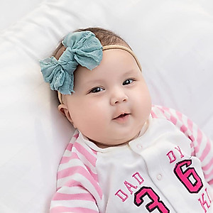 QIAOYIBEI 10PCS Baby Girls Headbands Soft Nylon Elastics Headbands Lace Mini Bows Hairbands Hair Accessories for Girls Infants Toddlers Child