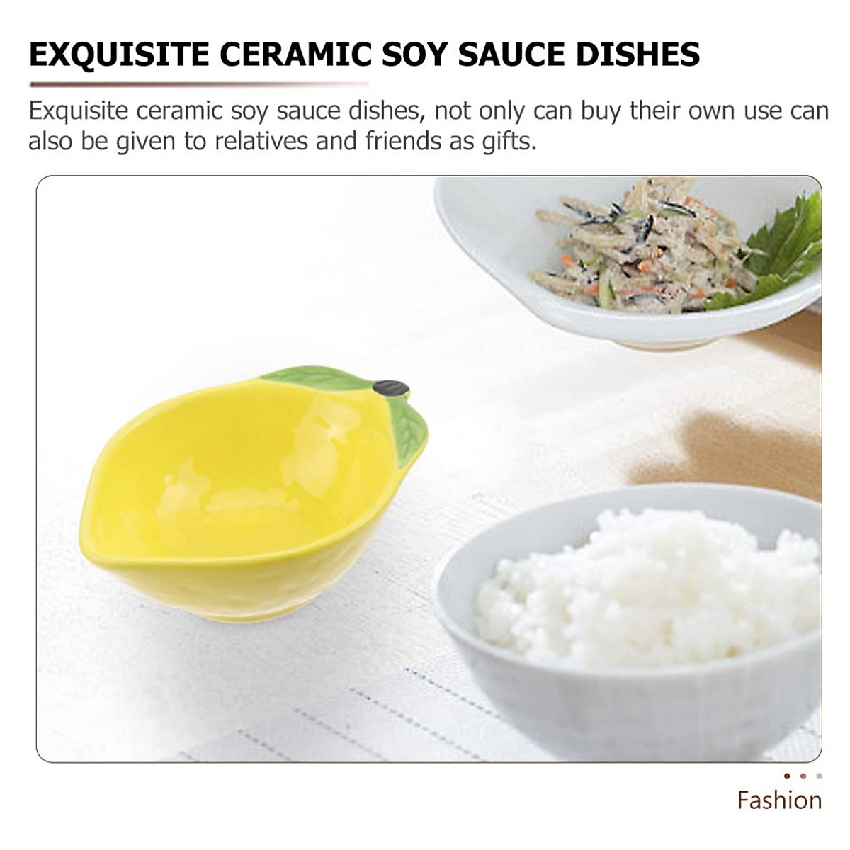 SHERCHPRY 3Pcs Lemon Shaped Bowl Ceramic Dessert Dishes Snacks Fruit Salad Platter Candy Nut Dishes Bowl for Home Kitchen (Yellow)