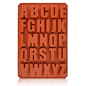 Wocuz 26 Cavities Crayon Letter Silicone Mold Larger Alphabet Baking Silicone Mold 13.2x 8.9x1.3 Inch Abc Kitchen Utensils Cake Pan Candy Making Supplies For Biscuit Ice Cube Chocolate Resin Concrete