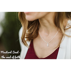 Haoze Mustard Seed Necklace Christian Gifts for Women, Stainless Steel Faith Mustard Seed Necklace Inspirational Christian Religious Jewelry Gifts for Women (0-Mustard Seed Necklace-Rectangle -Gold)