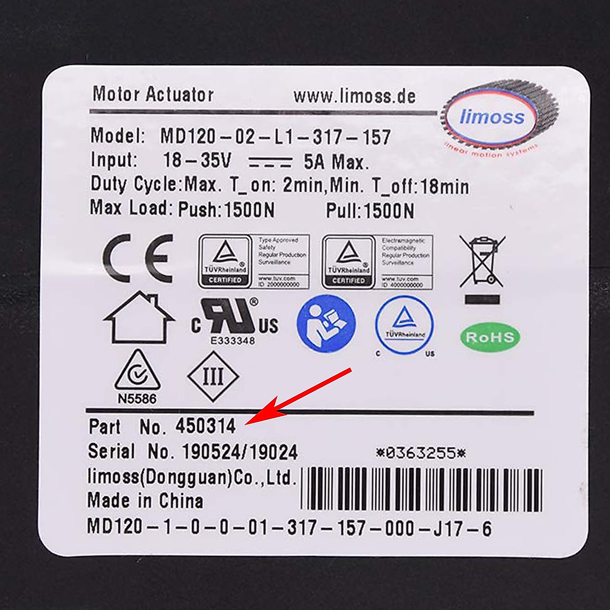 Fromann 450314 MD120-02-L1-317-157 for Power Recliner Lift Chairs Seat Bed Motor Actuator Replacement