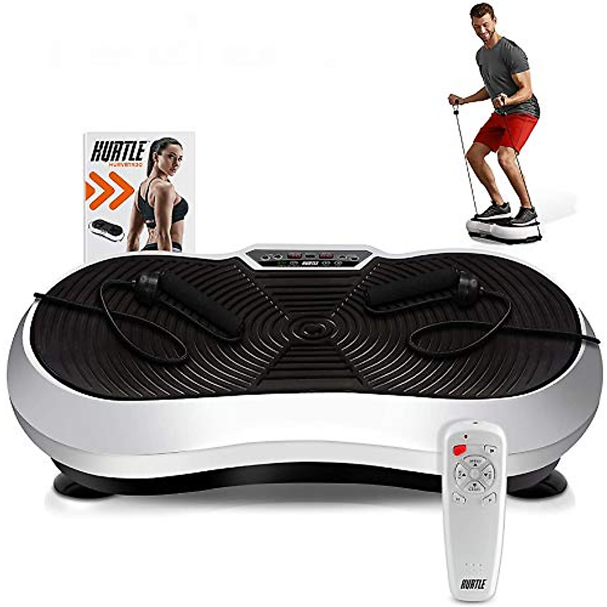 Hurtle Fitness Vibration Platform Workout Machine | Exercise Equipment For Home | Lymphatic Drainage |Weight Loss Fat Burner & Toning for Women & Men Includes Remote Control & 2 Balance Straps
