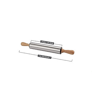 Rolling Pin with Wooden handle,9.6inch Stainless Steel Roller, rolling pins for baking,Which can be used to make Pizza, Pie Crust, Cookies, Pastry,sugar，Pasta and other dough.By Amber&Sean