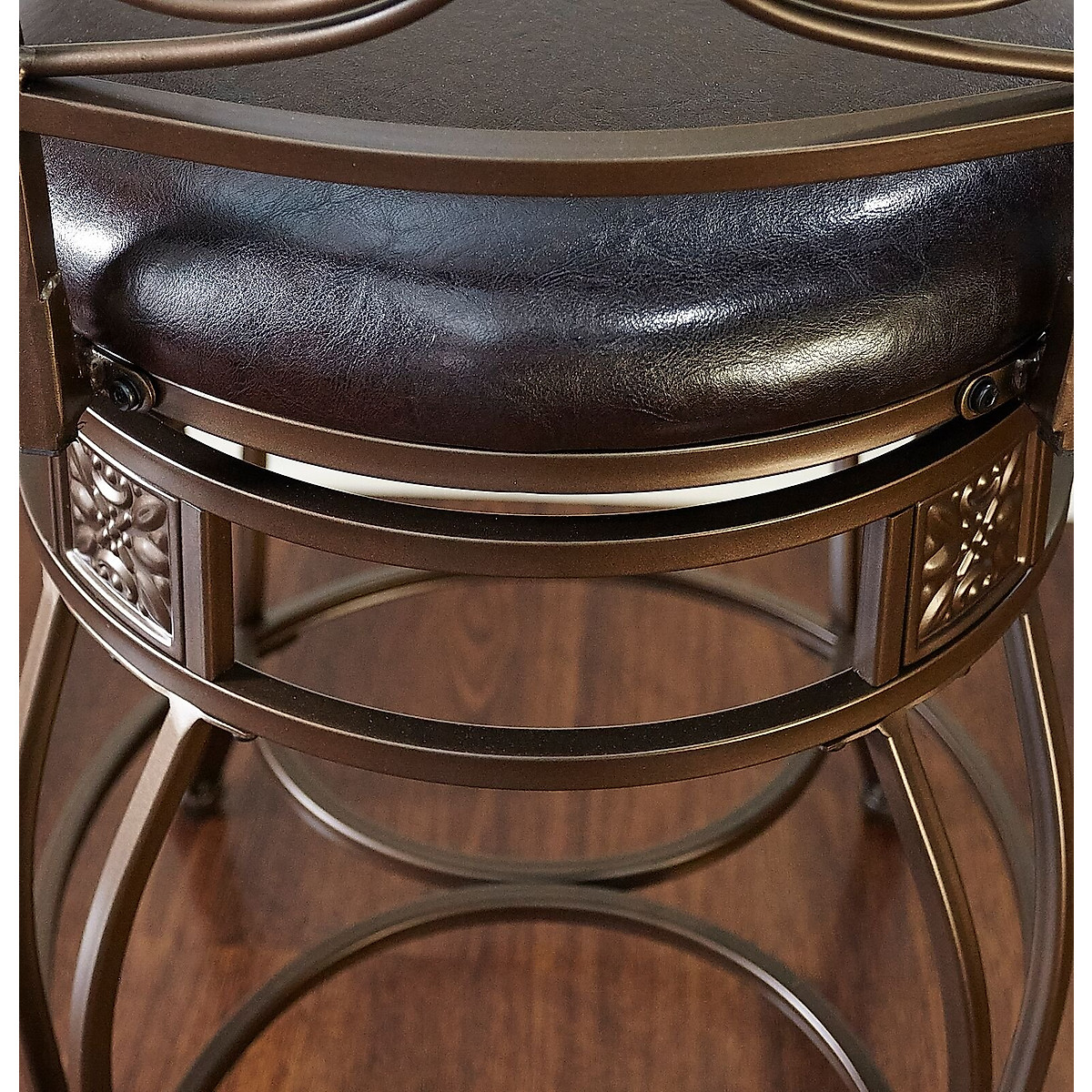 Powell Big and Tall Back Scroll Stool, Counter Height, Dark Bronze/Brown