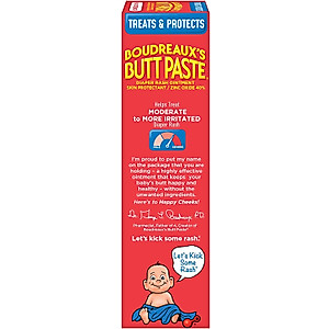 Boudreaux's Butt Paste Maximum Strength Diaper Rash Cream, Ointment for Baby, 4 oz Tube (Pack of 4)