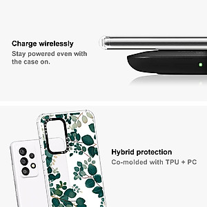 MOSNOVO Compatible with Samsung Galaxy A52s 5G Case, Eucalyptus Clear Design Transparent Plastic Hard Back Case with TPU Bumper Protective Case Cover for Samsung A52