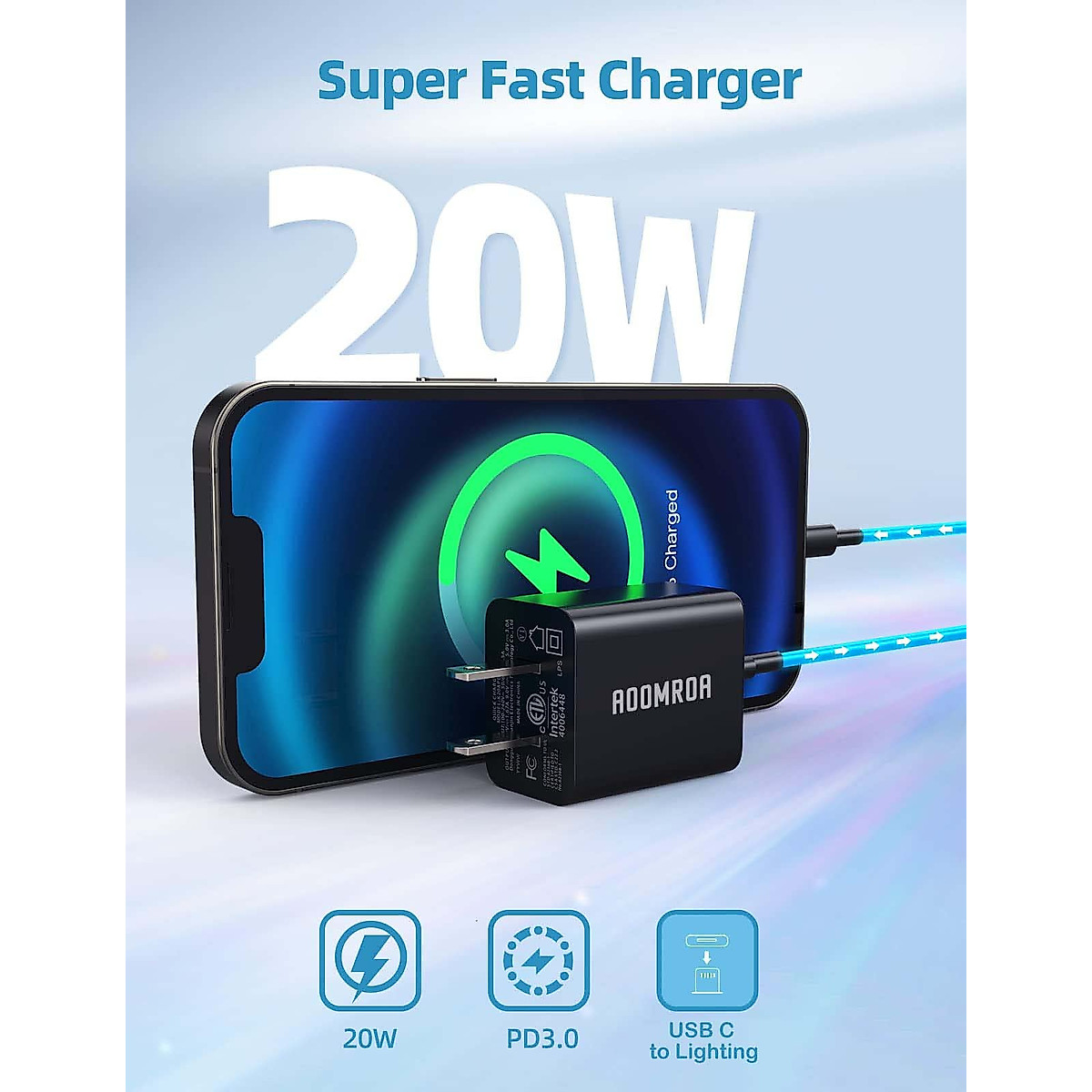 iPhone Super Fast Charger, 3 Pack 20W USB C Wall Charger with 3 Pack 6ft USB C to Lightning Quick Charging Cables, Compatible with iPhone 14/13/13Pro/12/12 Pro/Max/11/11Pro/XS/Max/XR/X/8/8Plus 1