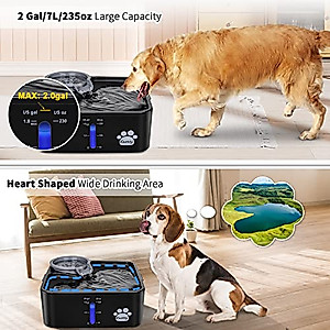 Kastty 230oz/7L Dog Water Fountain Ultra Large/Wide Pet Fountain with 5 Filtration& Safe Smart LED Pump, Great for Large Dogs Cats & Multi Pets