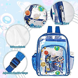Eccliy Clear Backpack Stadium Approved Backpack 3 School Backpack for Girls Boys Christmas Clear Backpack Girls Boys Backpack (Blue, Astronaut)