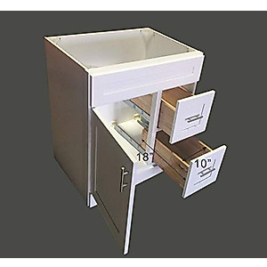 Green Leaf New White Shaker Single-Sink Bathroom Vanity Base Cabinet 30" Wide x 21" Deep WS-V3021DLR