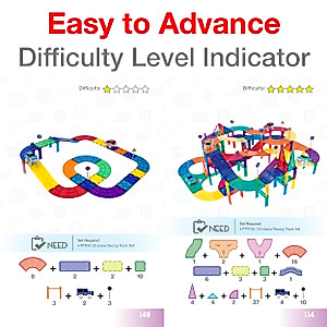 PicassoTiles STEAM Idea Book - 230 Pages of Magnet Tiles Building Block Creation Ideas Installation Instruction Toy Difficulty Guide Indicator Learning Book Brain Development for Kids Age 3+